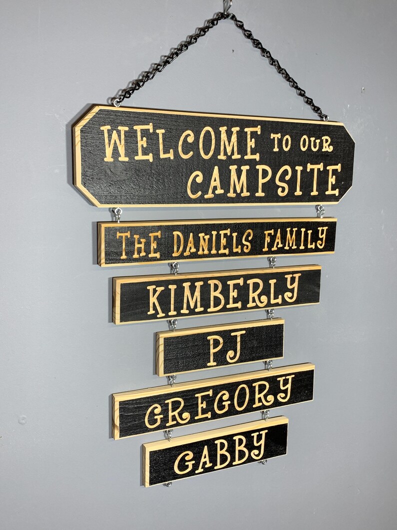 Handmade Camping Sign Custom Engraved Barnwood Style Campsite Sign High ...