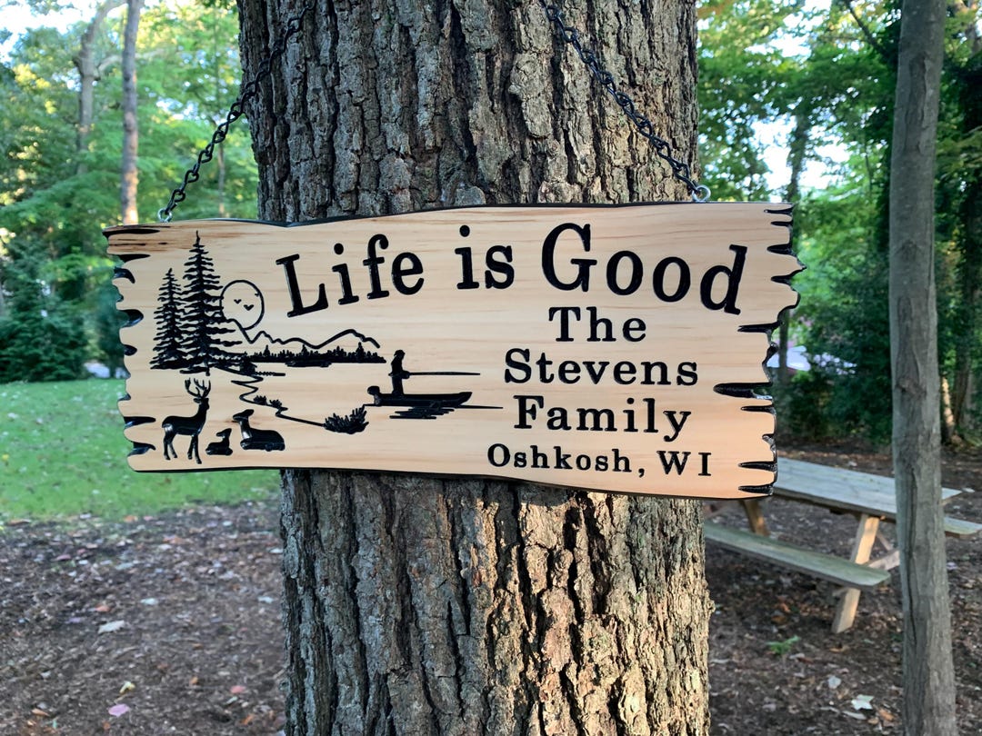 Custom Camping Sign Personalized Stained Pine Outdoor RV Sign CNC ...