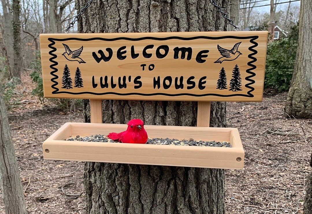 Custom Made Bird Feeder With Attached Cedar Camping Sign RV Campsite ...