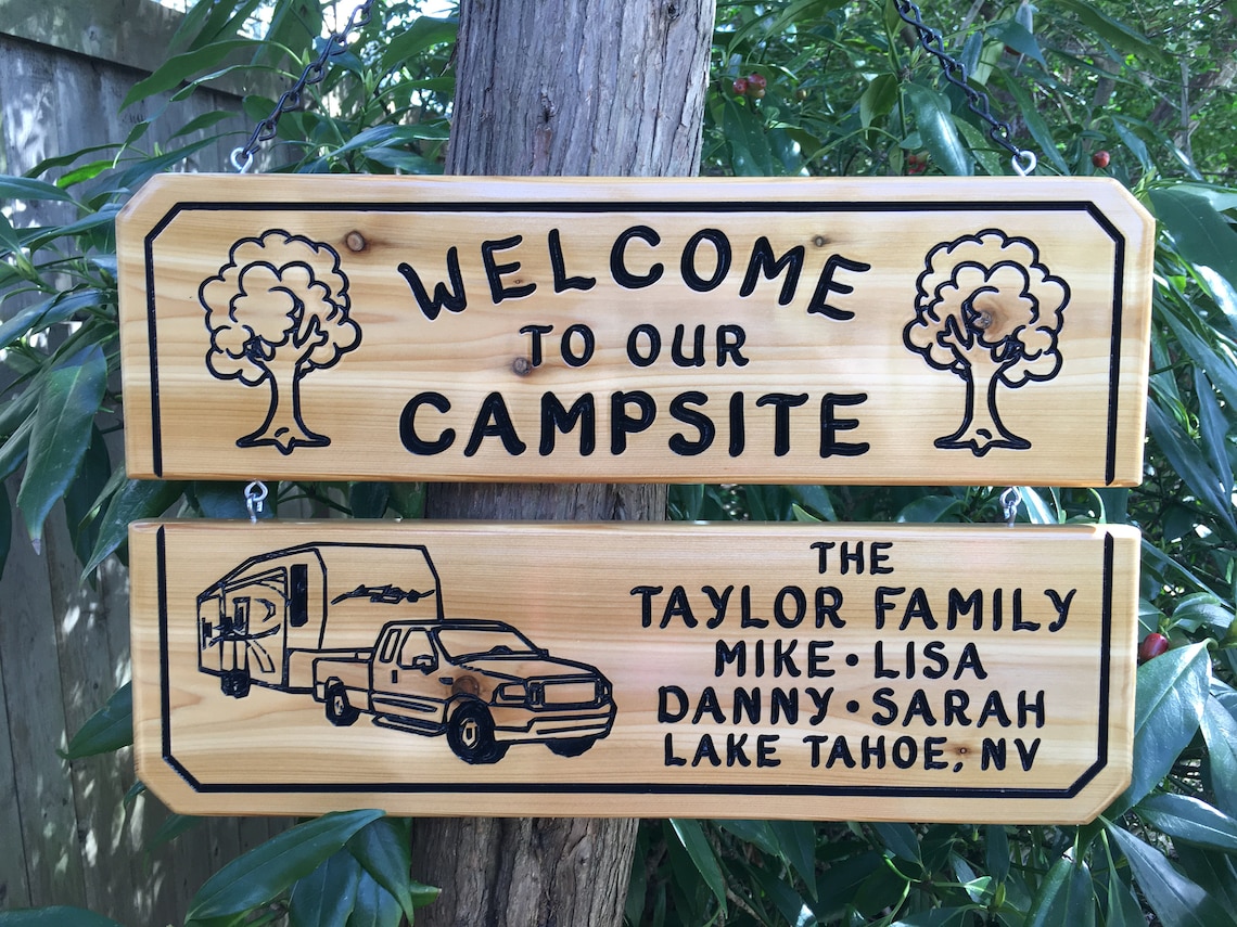 2 Piece Customizable Camping Sign Personalized Camping Sign - Etsy