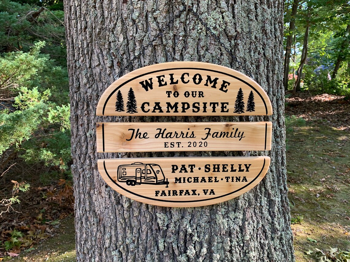 3 Piece Custom Camping Sign Personalized Customizable Campsite | Etsy