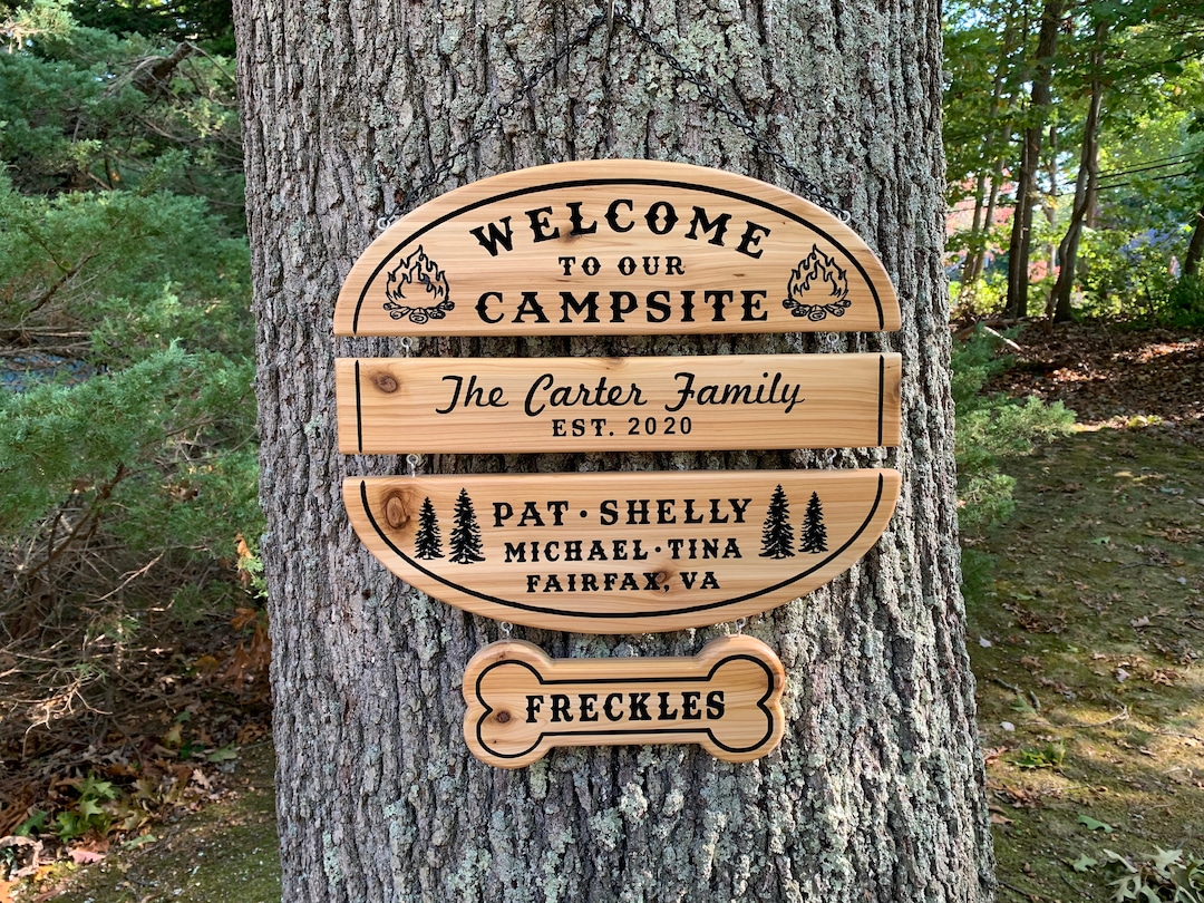 4 Piece Customizable Camping Sign Camper Sign Pet Sign Campsite Sign RV ...