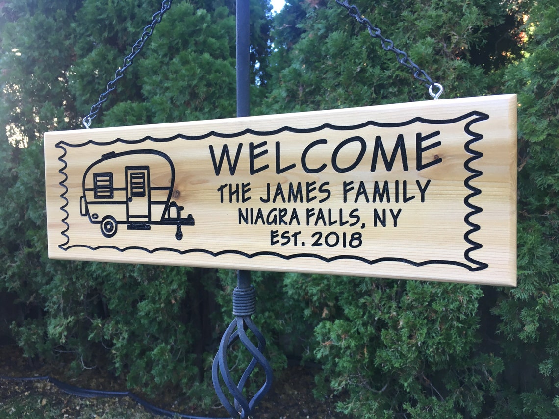 Wooden Camping Sign Custom Carved Sign Cedar Sign Outdoors | Etsy