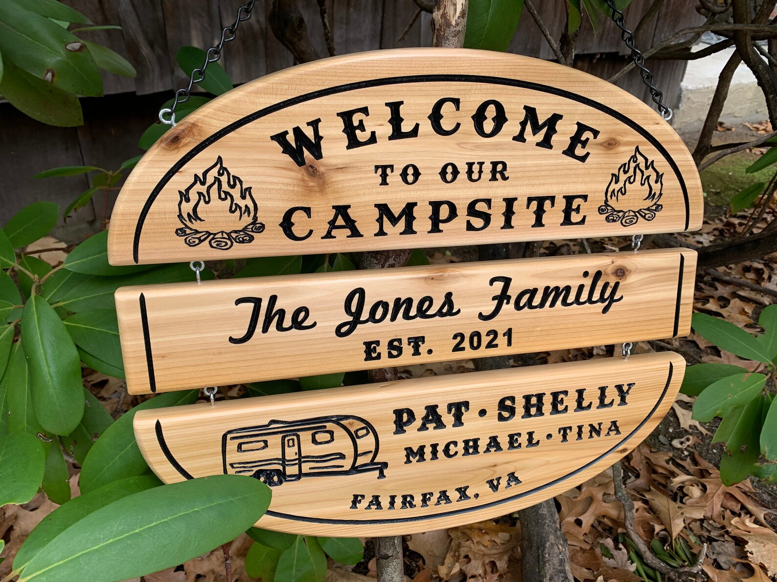 3 Piece Customizable Camping Sign Camper Sign Campsite Sign RV Sign ...