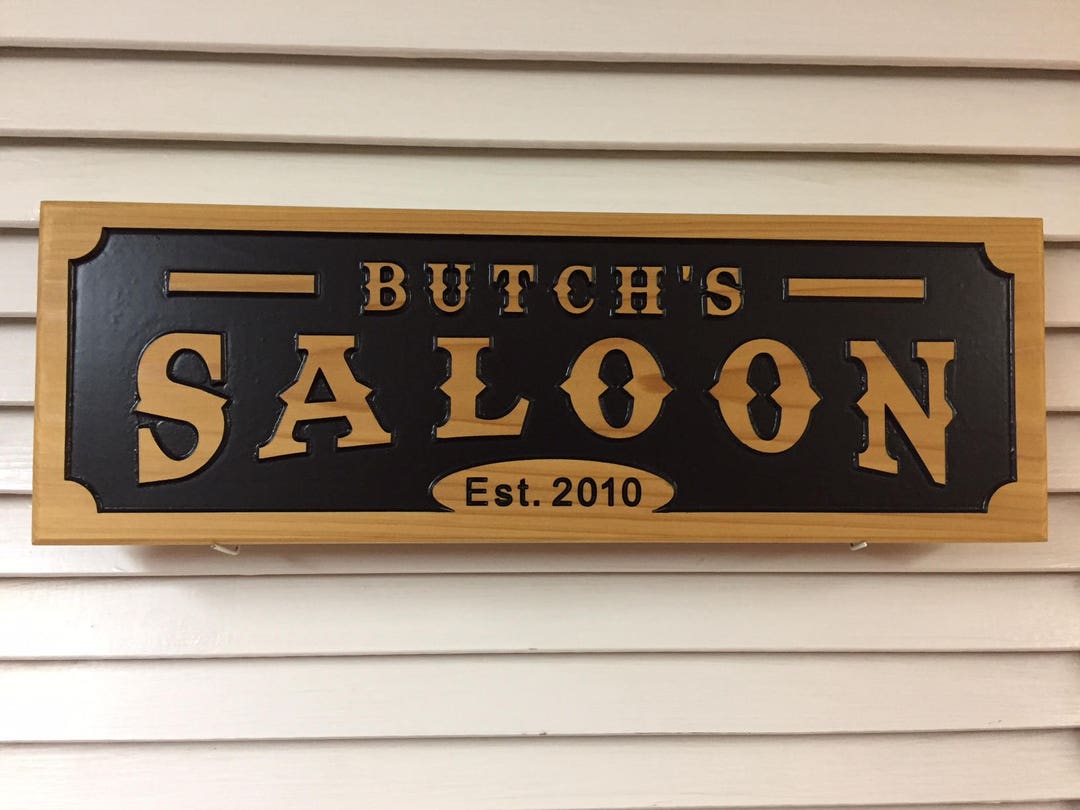 Personalized Custom Made Carved Raised Letter Rustic Cedar Wood Saloon ...