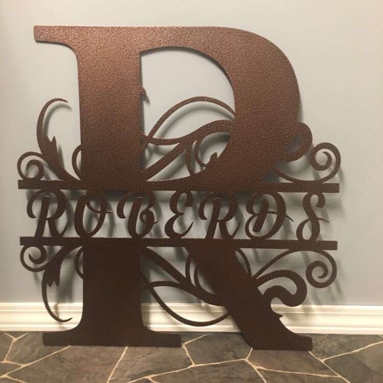 Split Letter Monogram Metal Sign Bad Dog Metalworks Home | Etsy