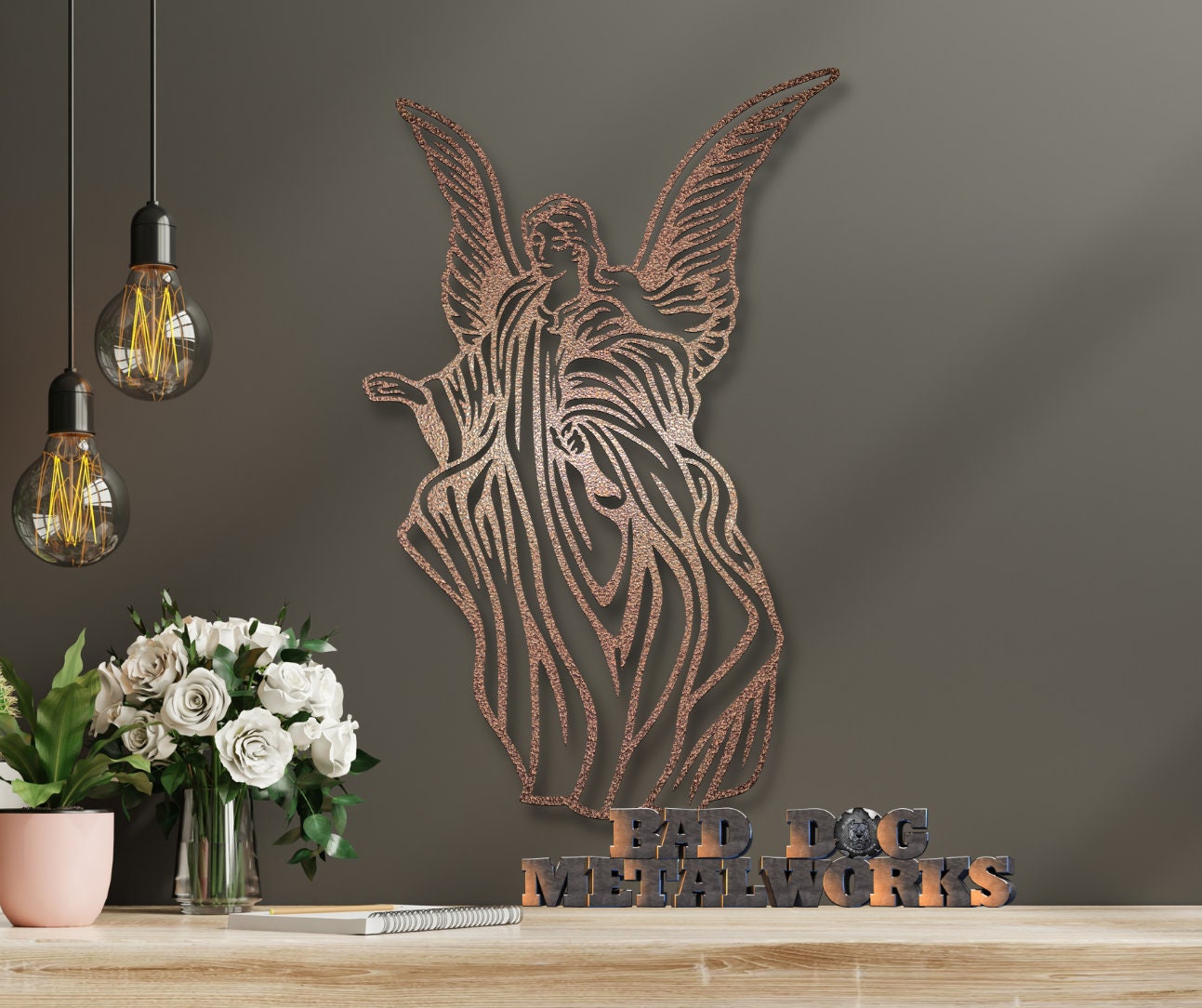 Guardian Angel Metal Wall Art - Bad Dog Metalworks Home Decor ...