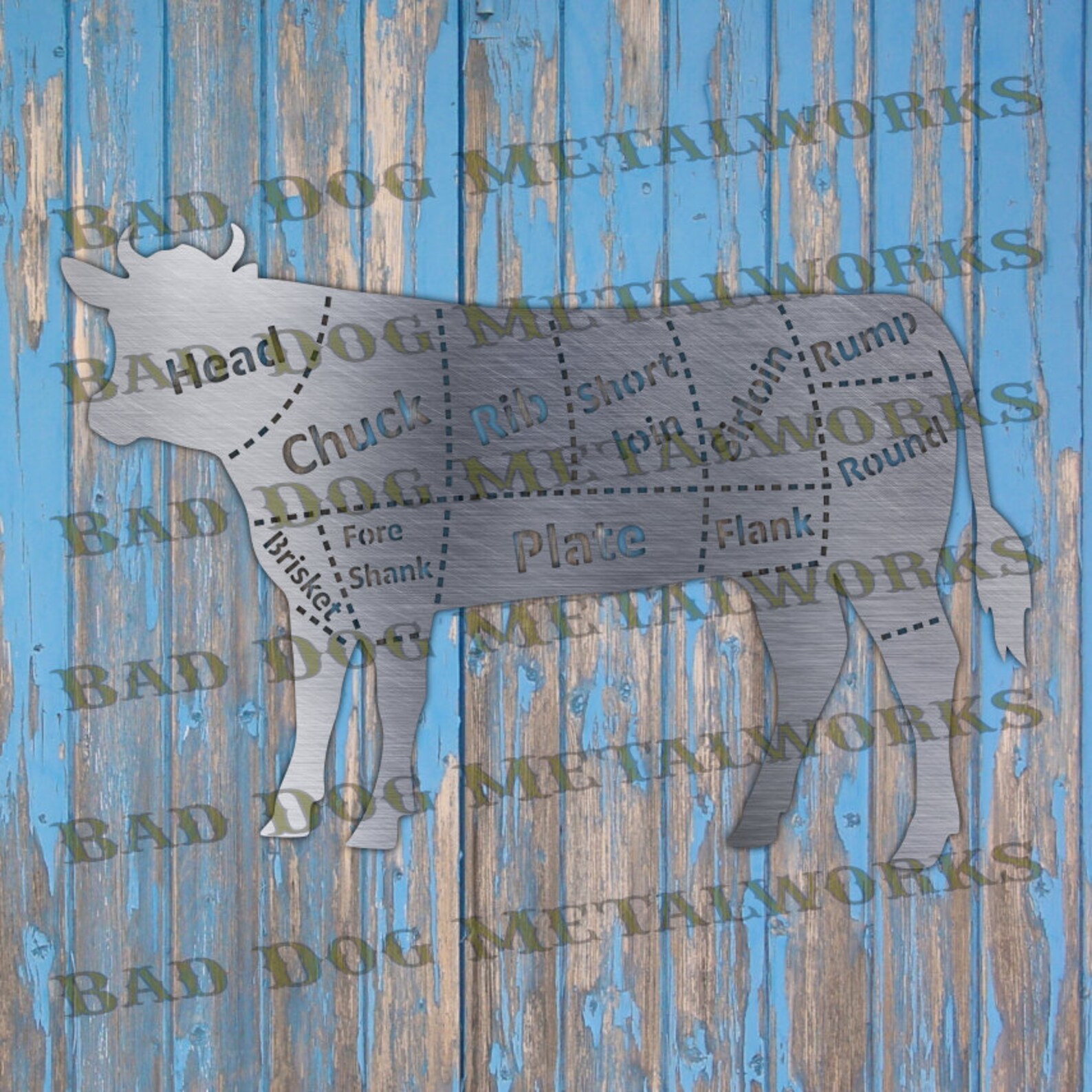 Beef Cuts Diagram Butcher Chart Dxf/svg - Bad Dog Metalworks Digital ...