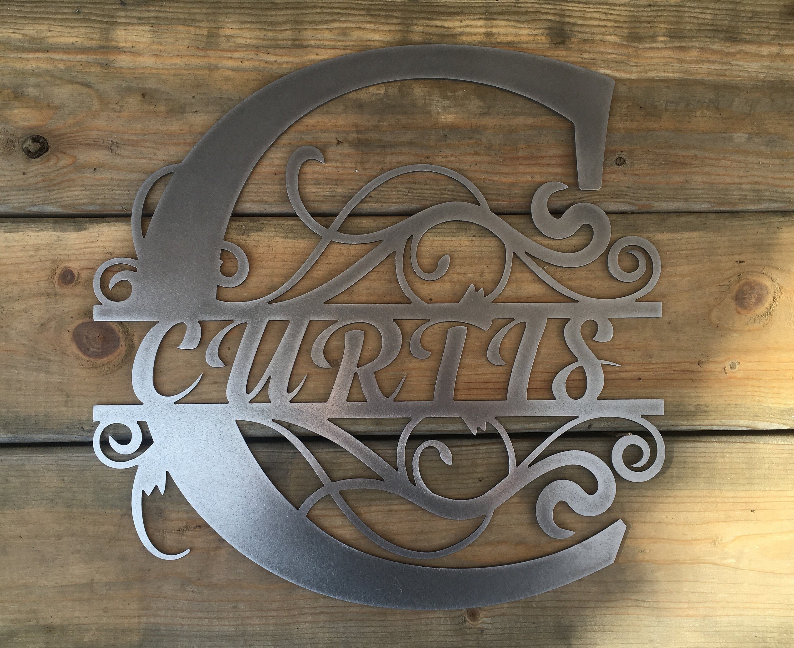 Split Letter Monogram Metal Sign Bad Dog Metalworks Home | Etsy