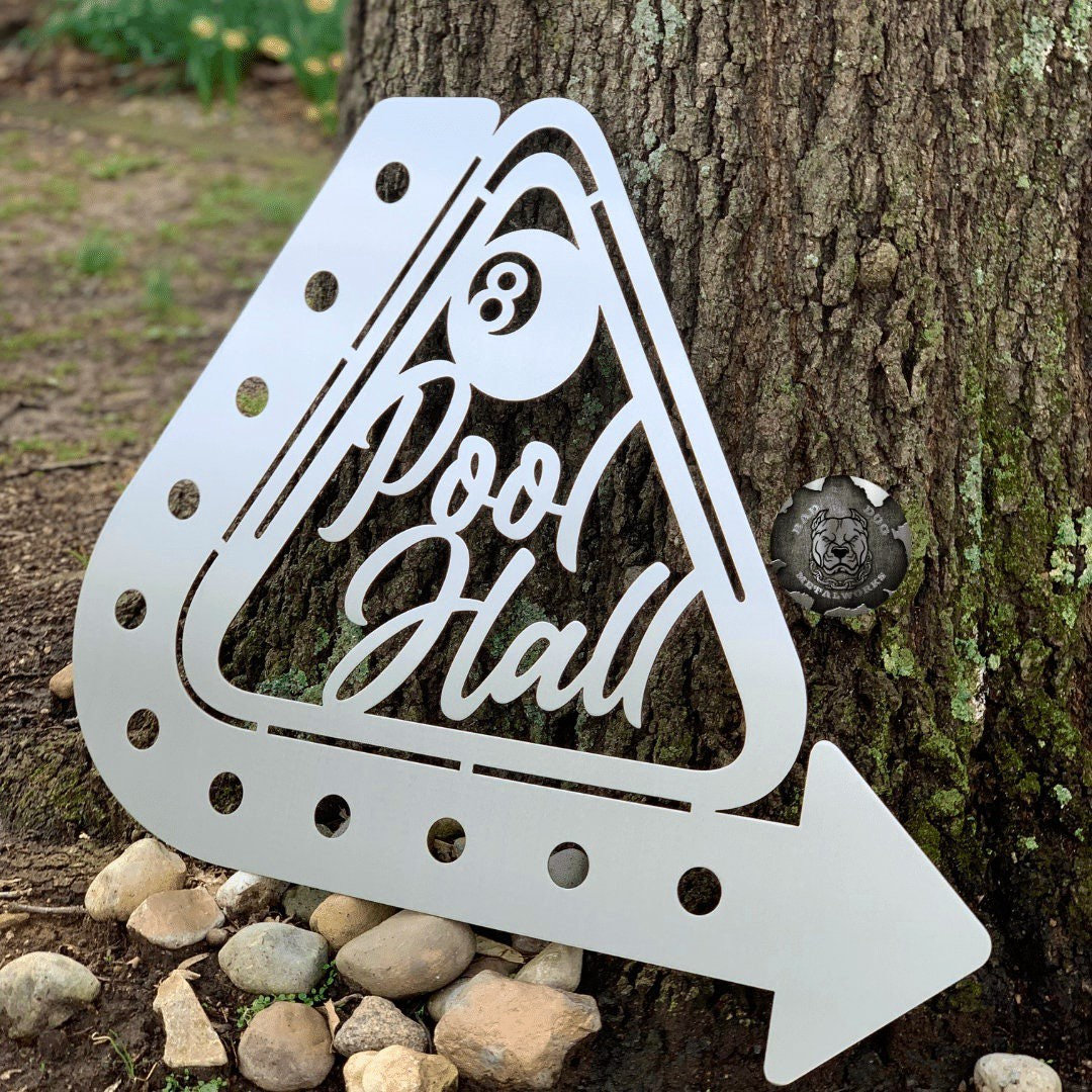 Eight Ball Pool Hall Metal Sign Bad Dog Metalworks Home - Etsy