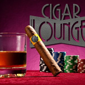 Art Deco Cigar Lounge Sign - Bad Dog Metalworks Home Decor - Man Cave ...