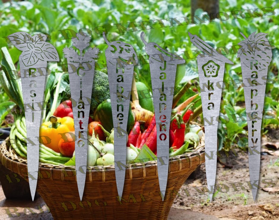 Vegetable Garden Stakes FULL SET Dxf and Svg Bad Dog - Etsy