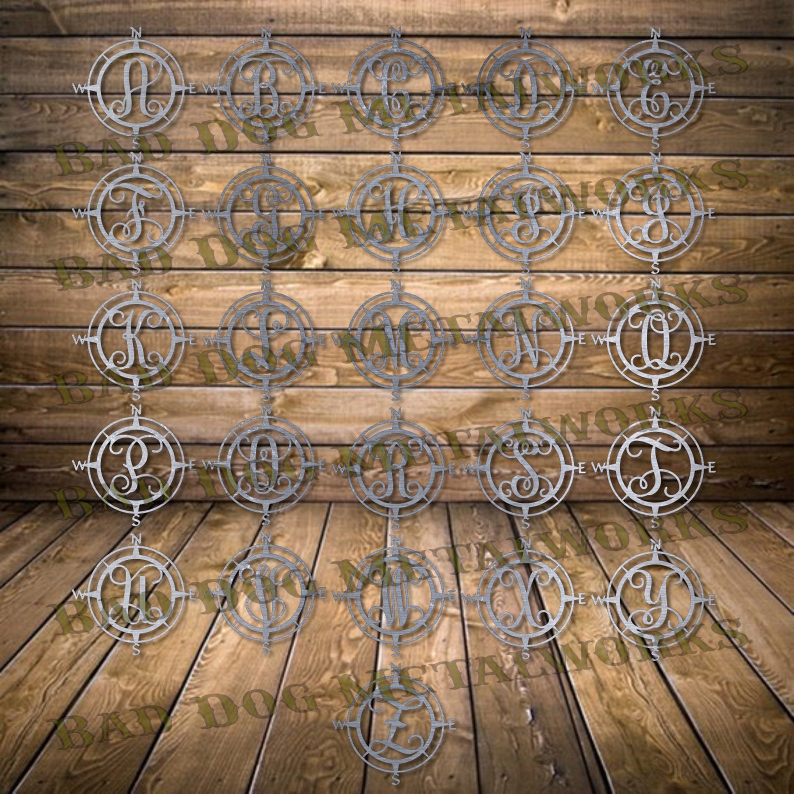 Compass Monograms Dxf/svg - Bad Dog Metalworks Digital Download - Laser ...
