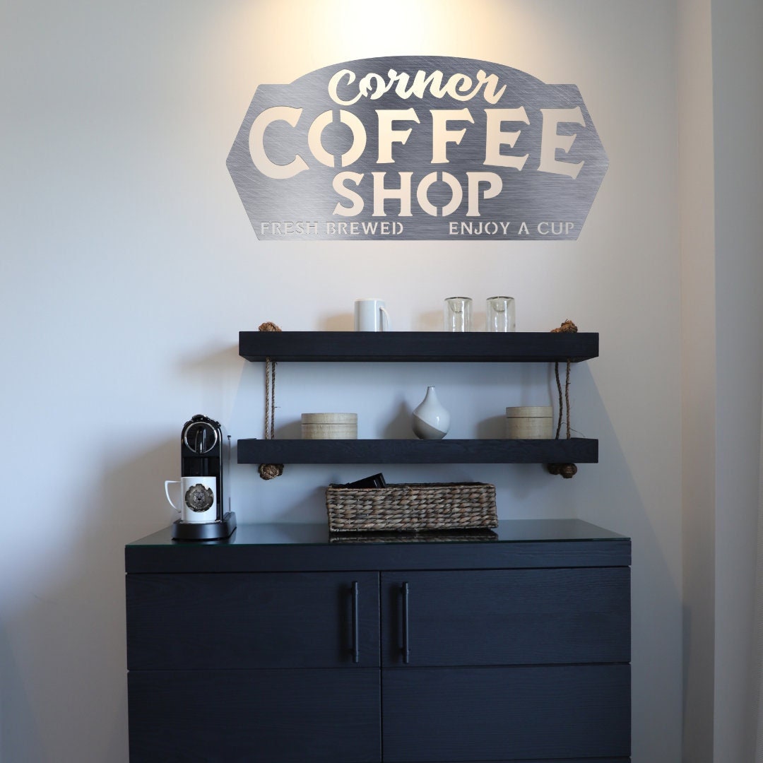 Farmhouse Corner Coffee Shop Sign - Bad Dog Metalworks Home Decor ...