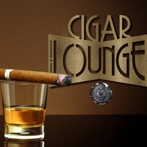 Art Deco Cigar Lounge Sign - Bad Dog Metalworks Home Decor - Man Cave ...