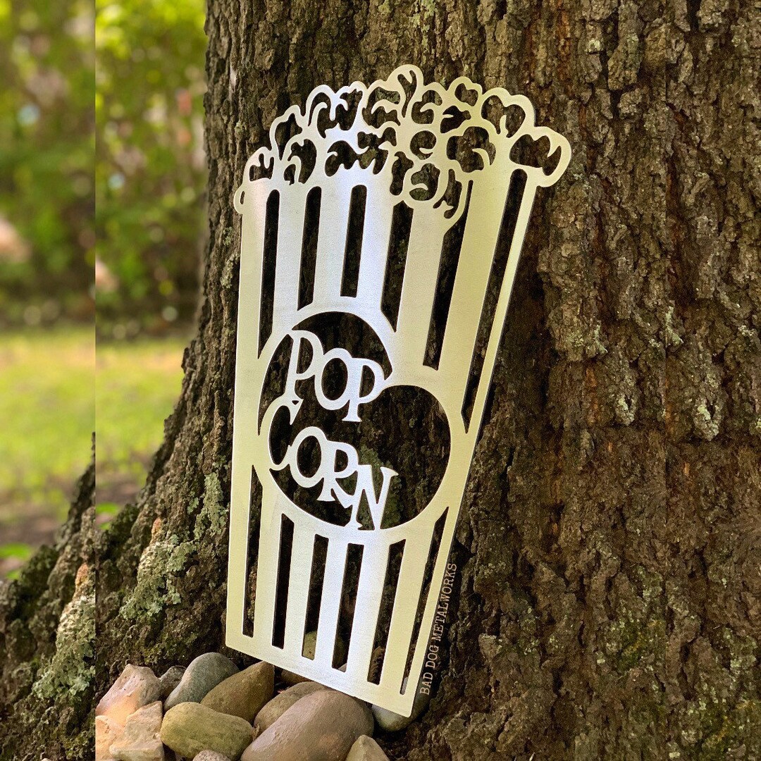 Movie Theater Popcorn Metal Sign - Bad Dog Metalworks Home Decor ...