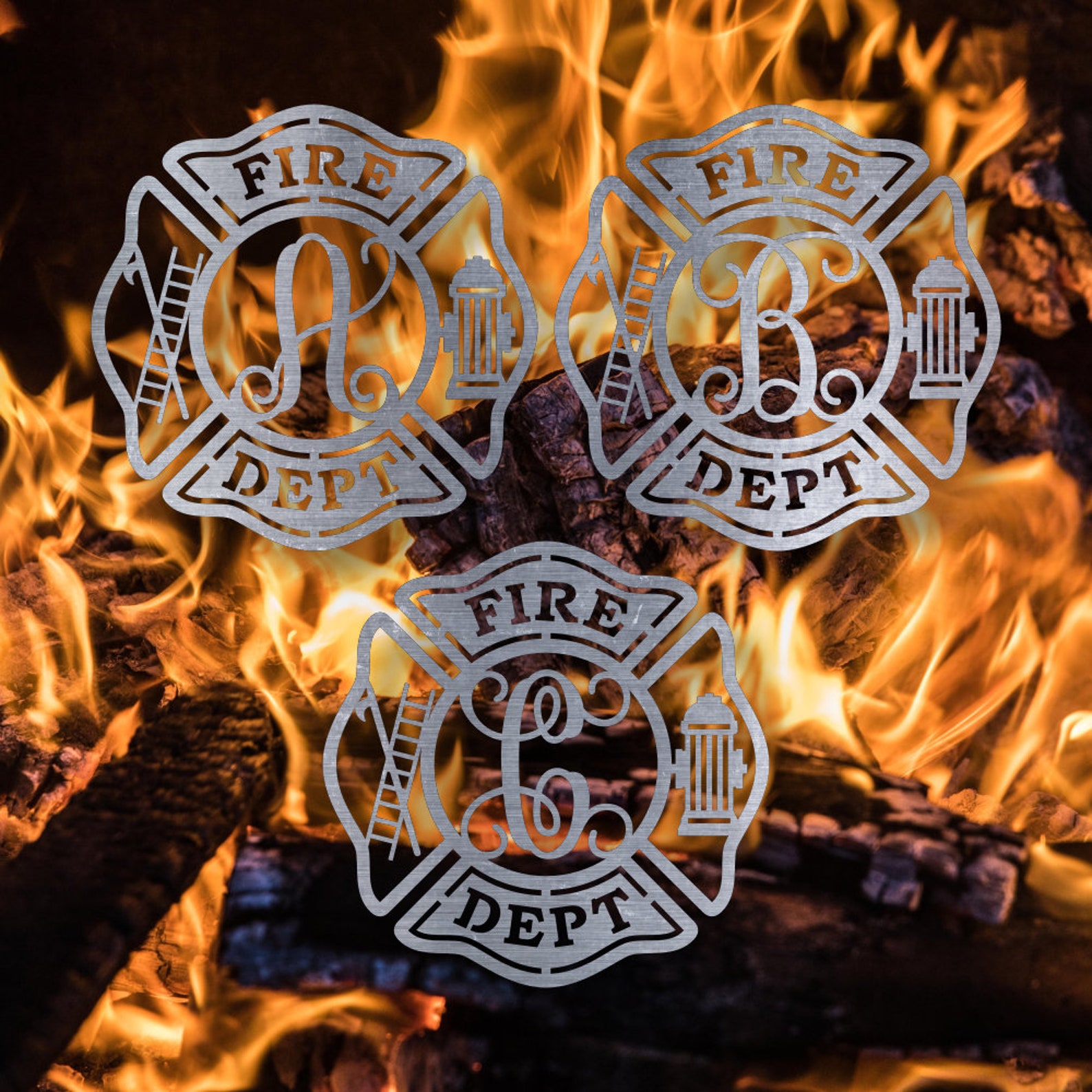 Fireman's Maltese Cross Monogram Set Dxf and Svg Bad Dog - Etsy