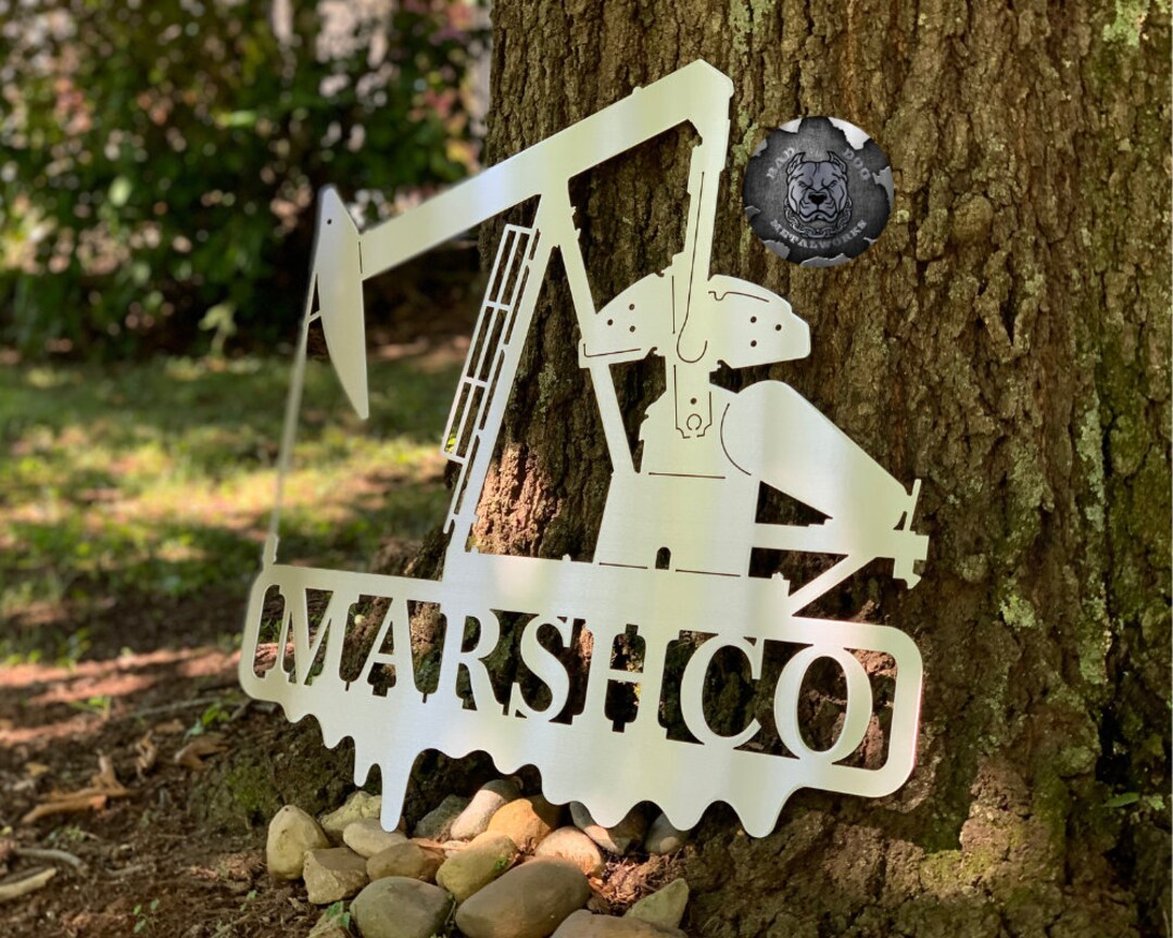 Oil Field Pump Monogram Address Plaque - Bad Dog Metalworks Home Decor ...