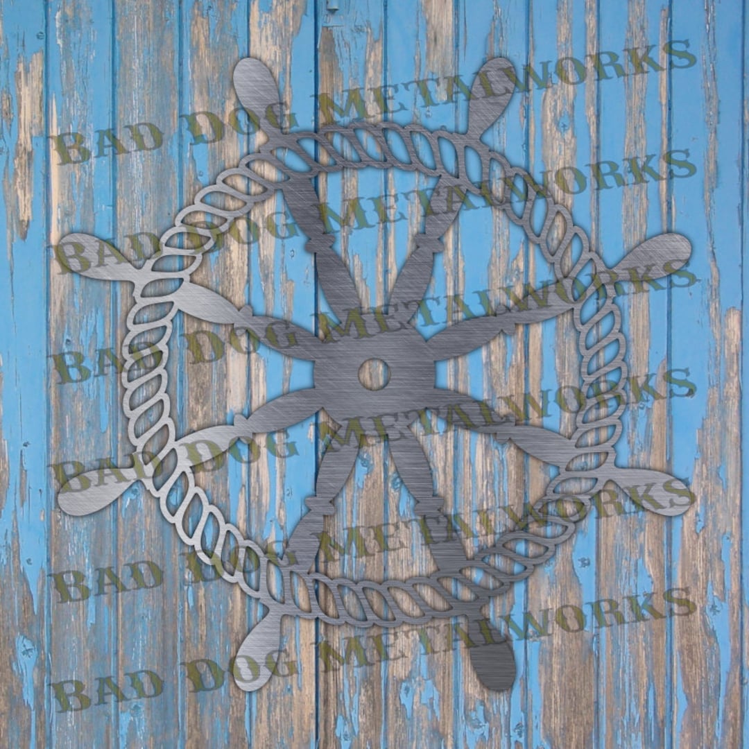 Ship Wheel Svg Boat Helm Dxf Bad Dog Metalworks Digital Download Laser ...