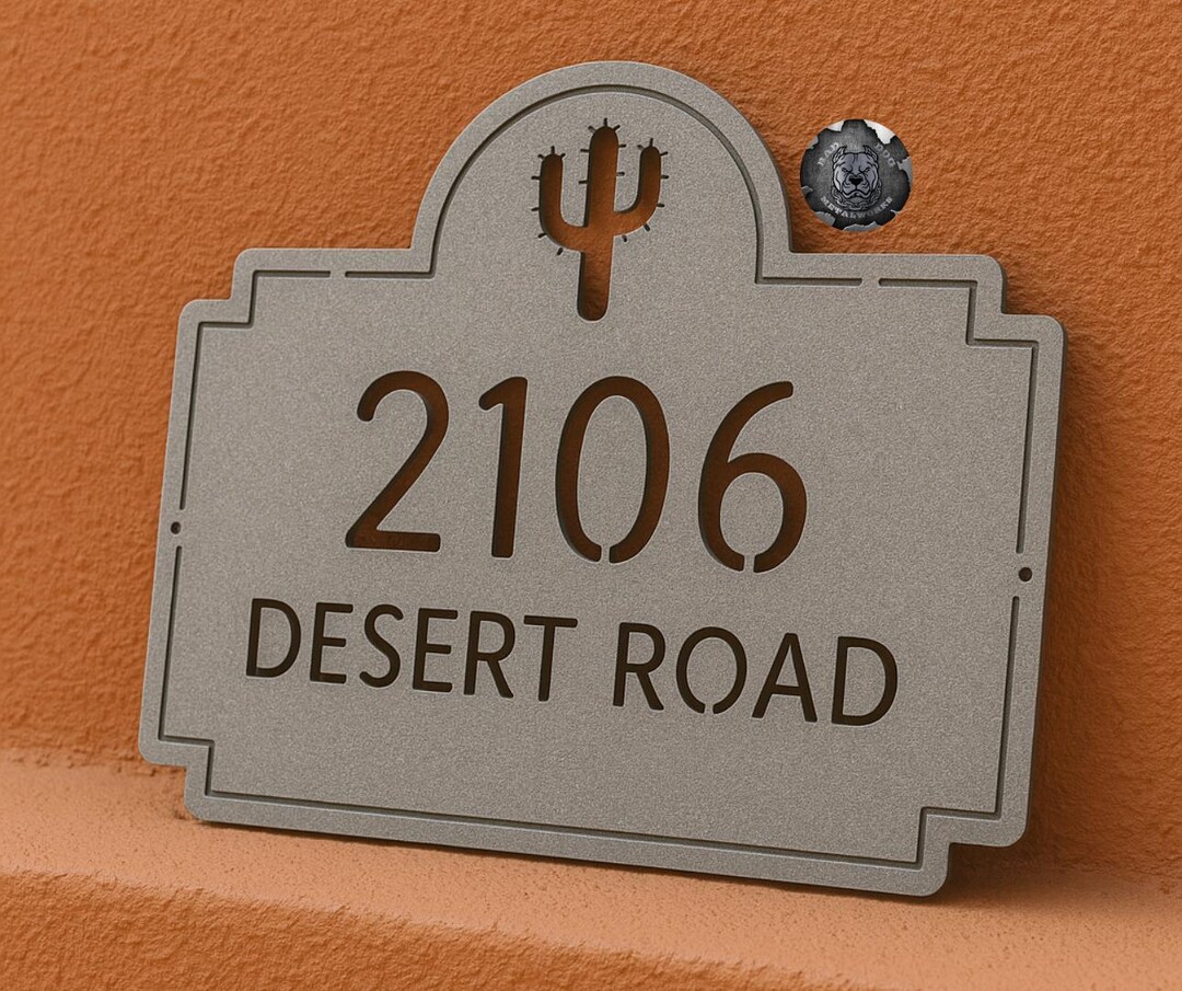 Desert Cactus Address Plaque Personalized Sign - Bad Dog Metalworks ...
