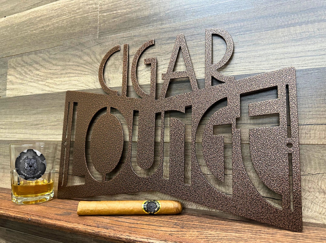 Art Deco Cigar Lounge Sign - Bad Dog Metalworks Home Decor - Man Cave ...