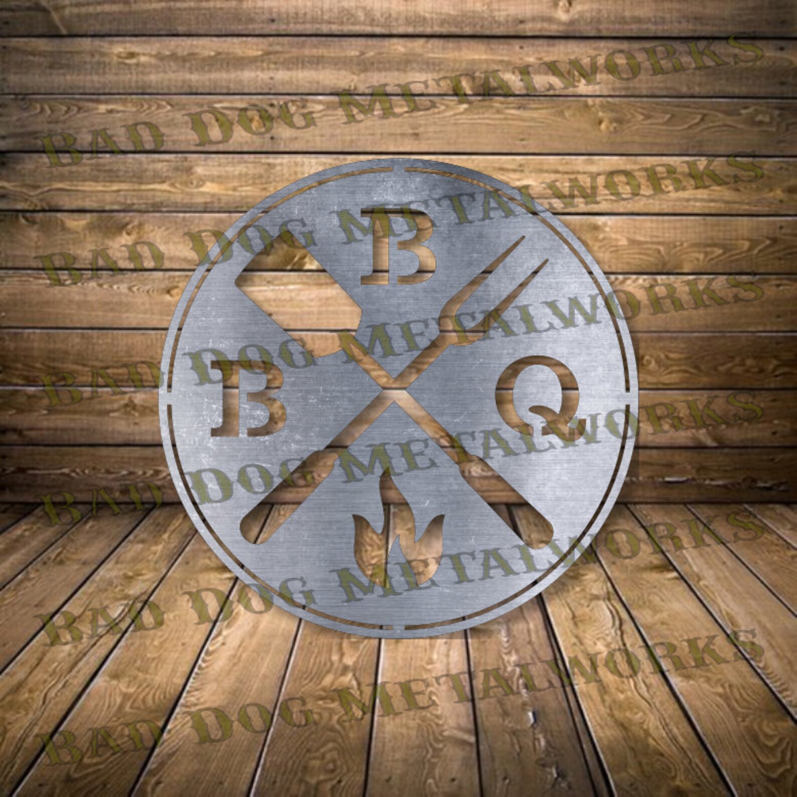 Round BBQ Grill Sign Dxf and Svg Bad Dog Metalworks Digital Download ...