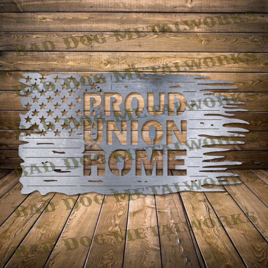 Proud Union Home Tattered Flag Dxf/svg - Bad Dog Metalworks Digital ...