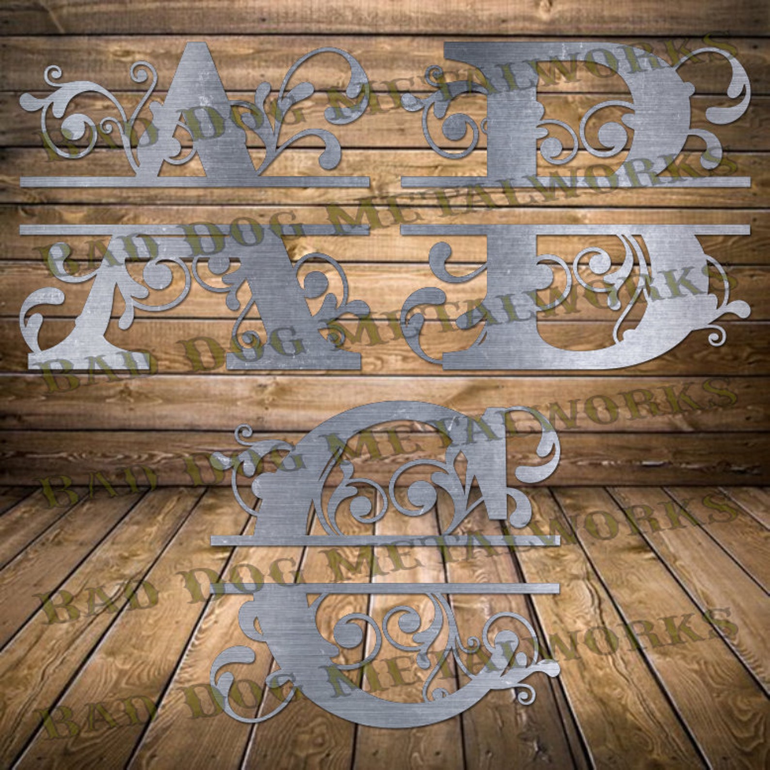Split Letter Monogram Set DXF and SVG - Bad Dog Metalworks Digital ...