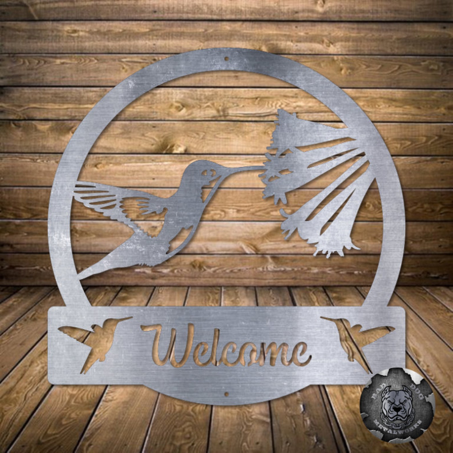 Hummingbird Welcome Sign Bad Dog Metalworks Metal Art and | Etsy