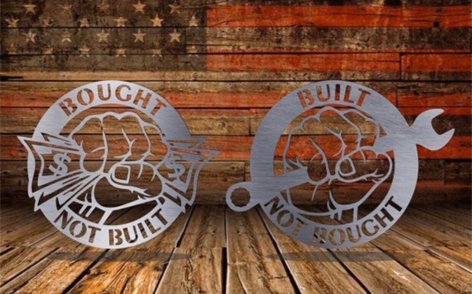 Built Not Bought/bought Not Built Metal Sign Bad Dog - Etsy