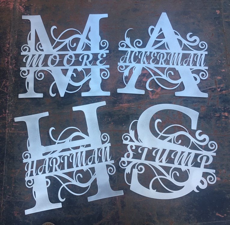 Split Letter Monogram Metal Sign Bad Dog Metalworks Home | Etsy