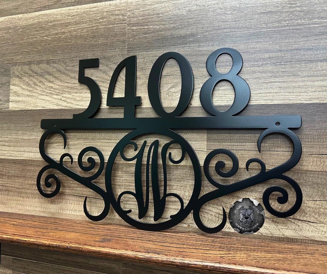 Elegant Address Monogram - Bad Dog Metalworks Home Decor - Personalized ...