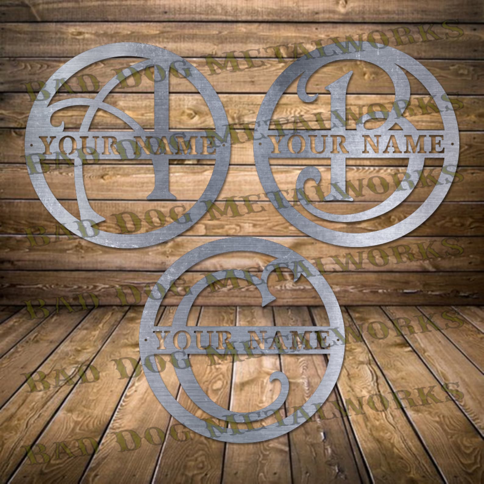 Customizable Round Letter Monograms A-Z DXF and SVG Bad - Etsy