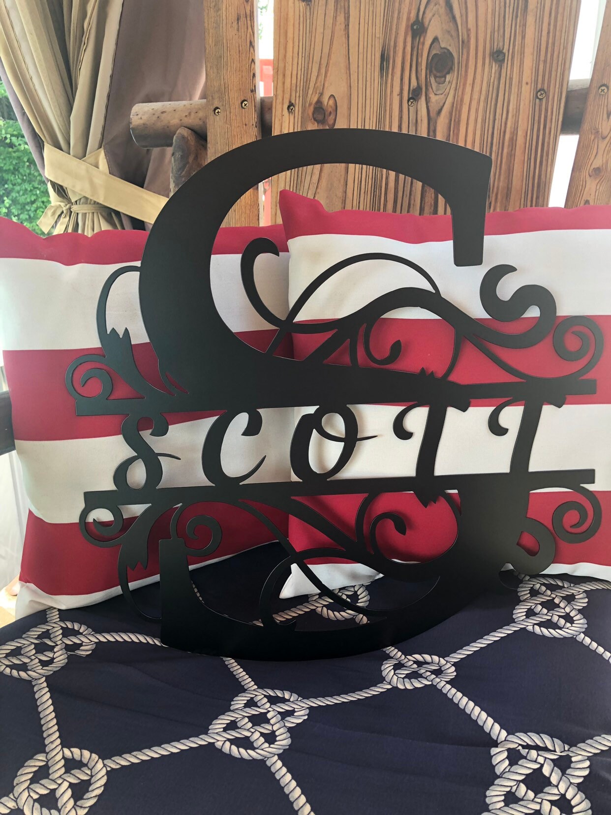 Split Letter Monogram Metal Sign Bad Dog Metalworks Home | Etsy