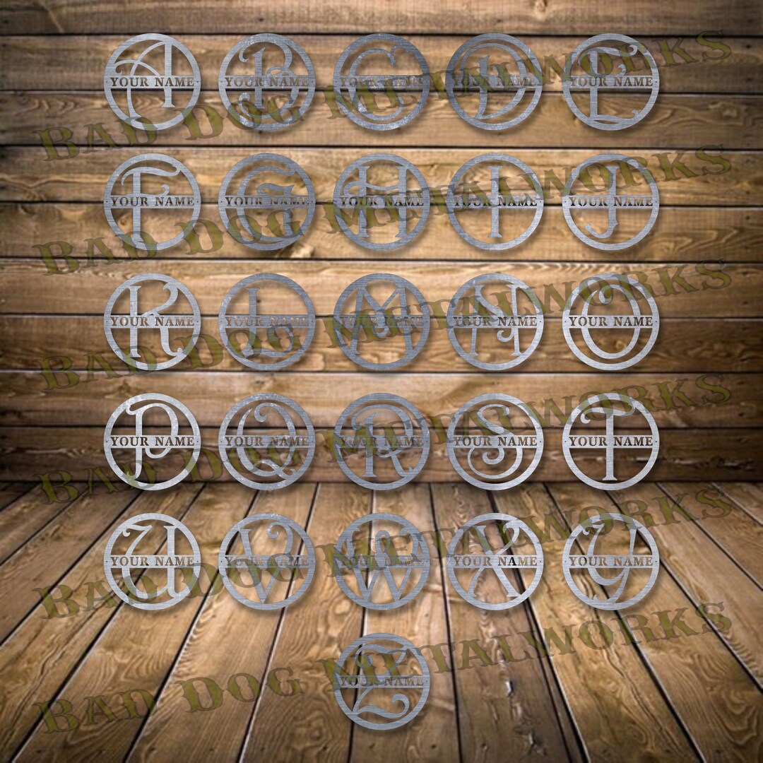 Customizable Round Letter Monograms A-Z - DXF and SVG - Bad Dog ...