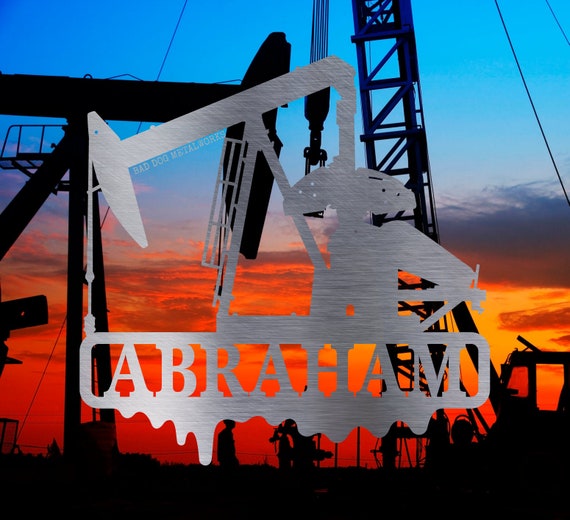 Oil Field Pump Monogram Address Plaque Bad Dog Metalworks | Etsy