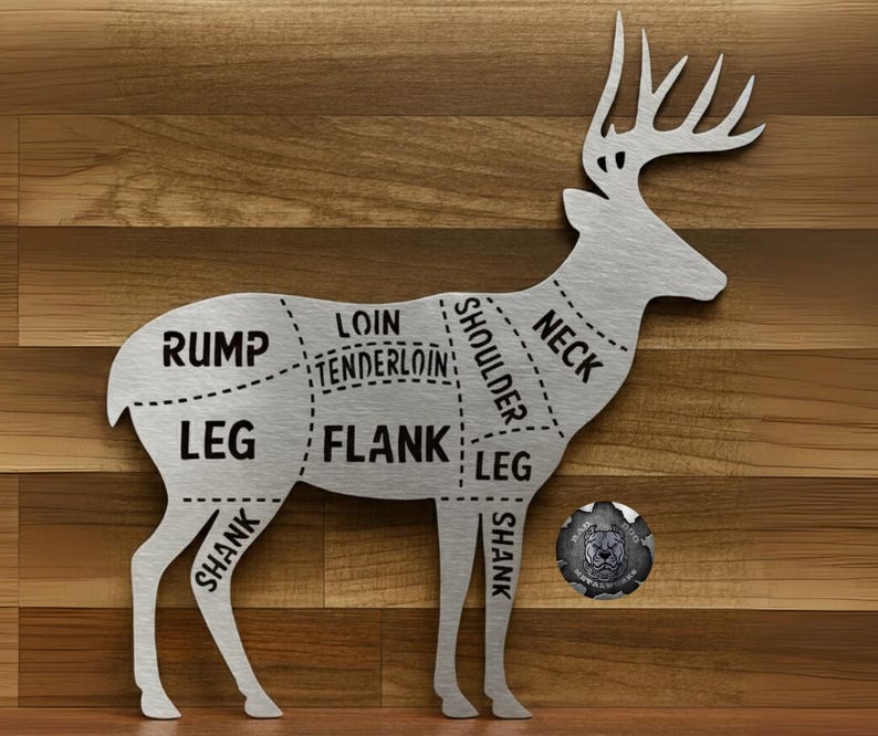 Deer Butcher Diagram - Bad Dog Metalworks Home Decor - Farmhouse Decor ...