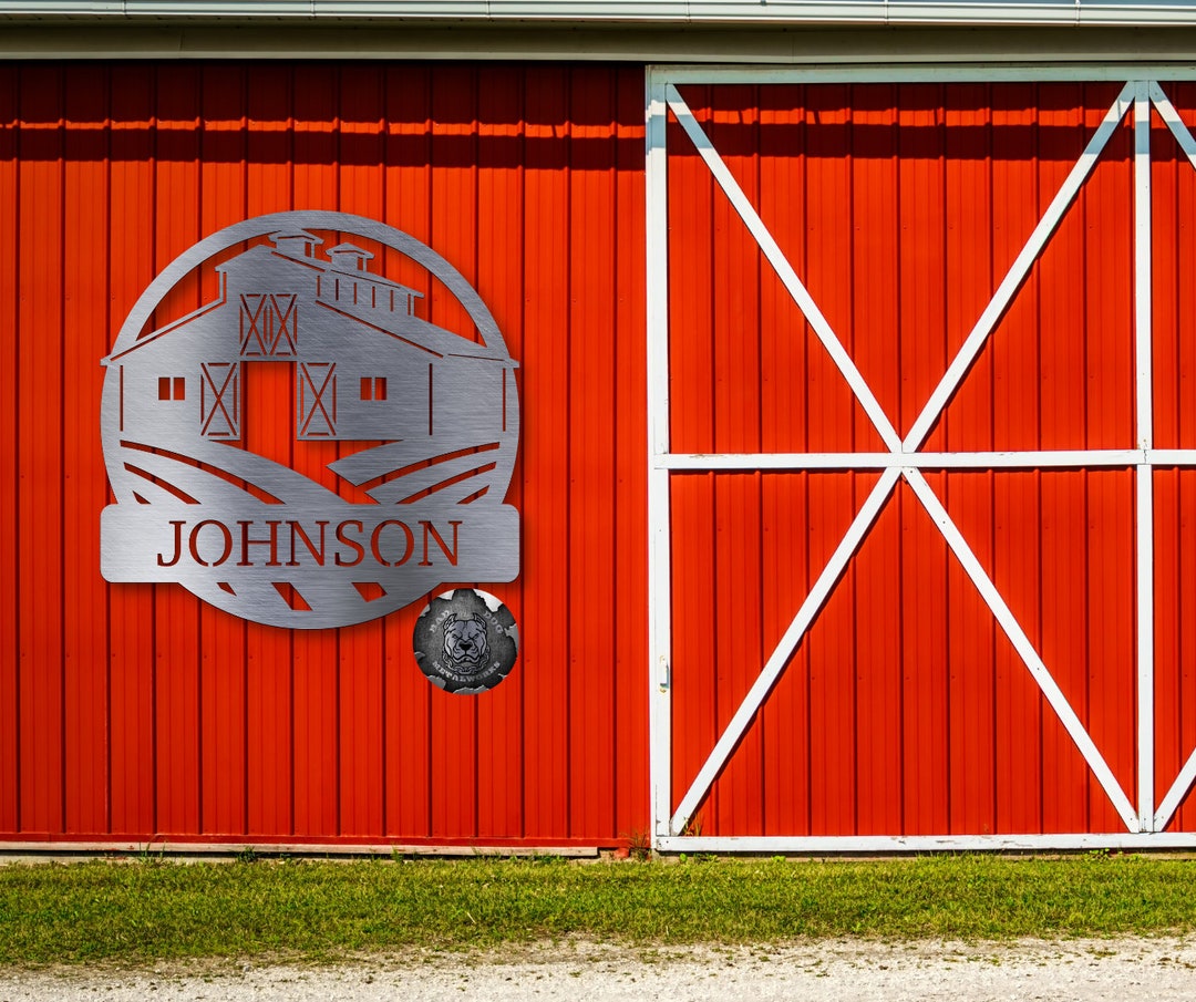 Barn Monogram Metal Sign - Bad Dog Metalworks Home Décor - Personalized ...