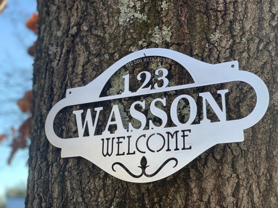 Custom Welcome Sign With Name and Address Vintage Style | Etsy