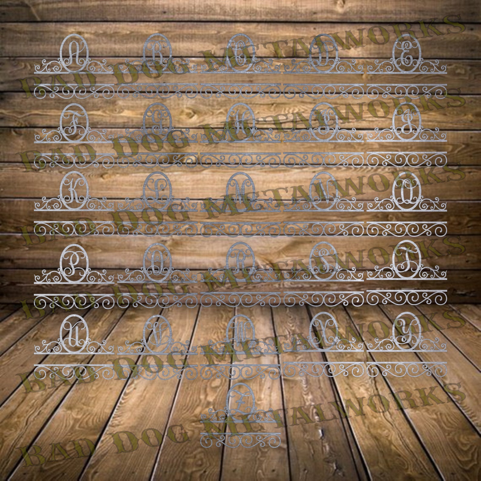 Split Scroll Monogram Set Dxf/svg Bad Dog Metalworks Digital Download ...