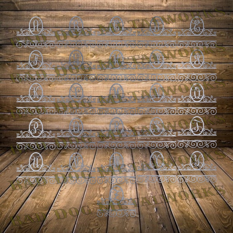 Split Scroll Monogram Set Dxf/svg Bad Dog Metalworks Digital Download ...