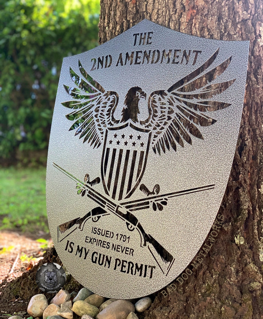 The 2nd Amendment is My Gun Permit Patriotic Decor Bad Dog Metalworks ...