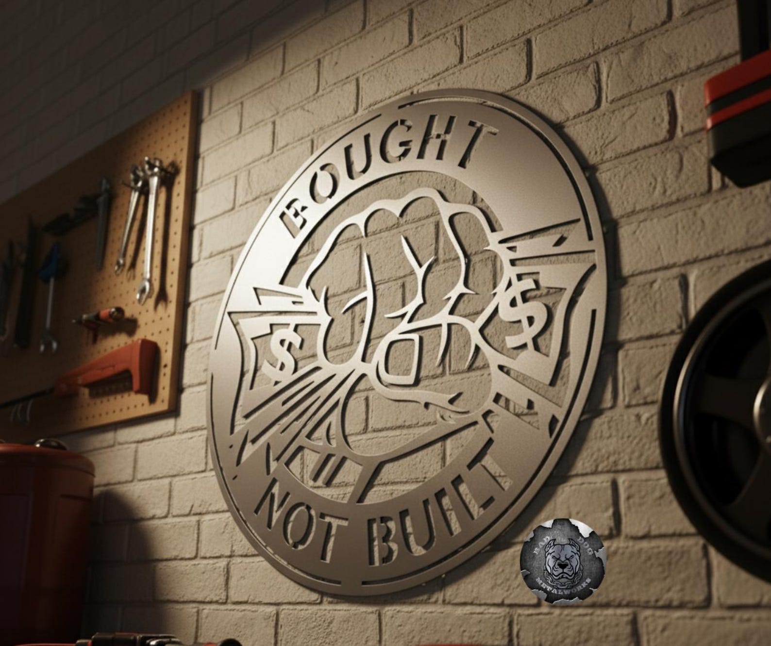 Built Not Bought/bought Not Built Metal Sign - Bad Dog Metalworks Home ...