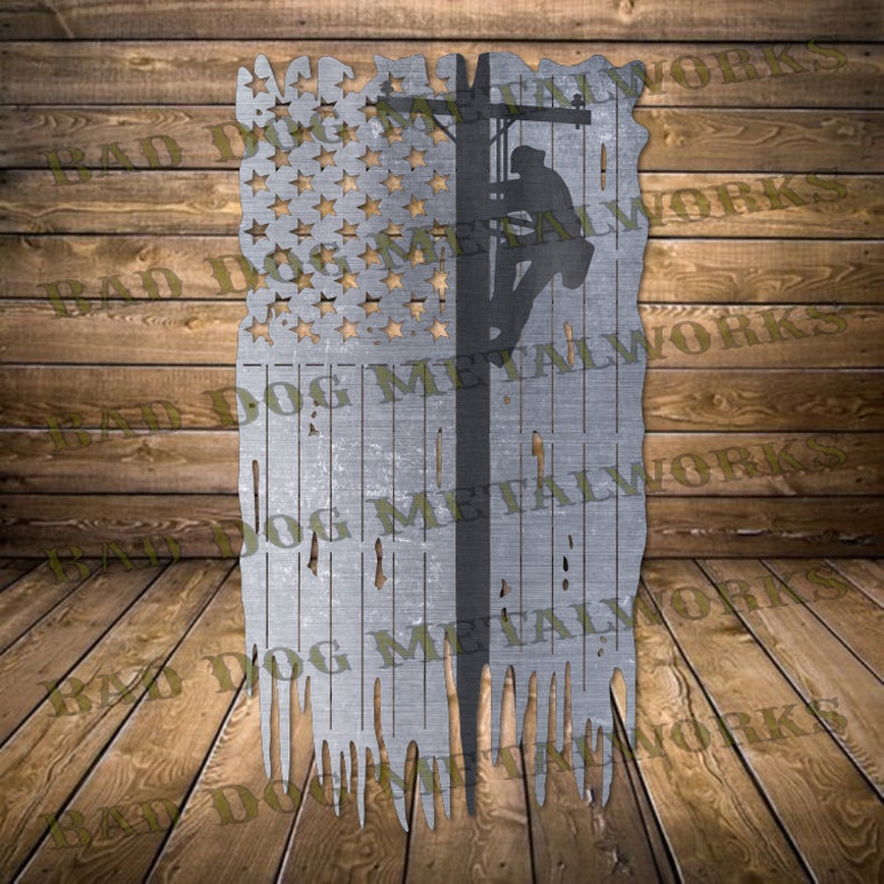 Tattered Lineman Flag SVG/DXF - Bad Dog Metalworks Digital Download ...