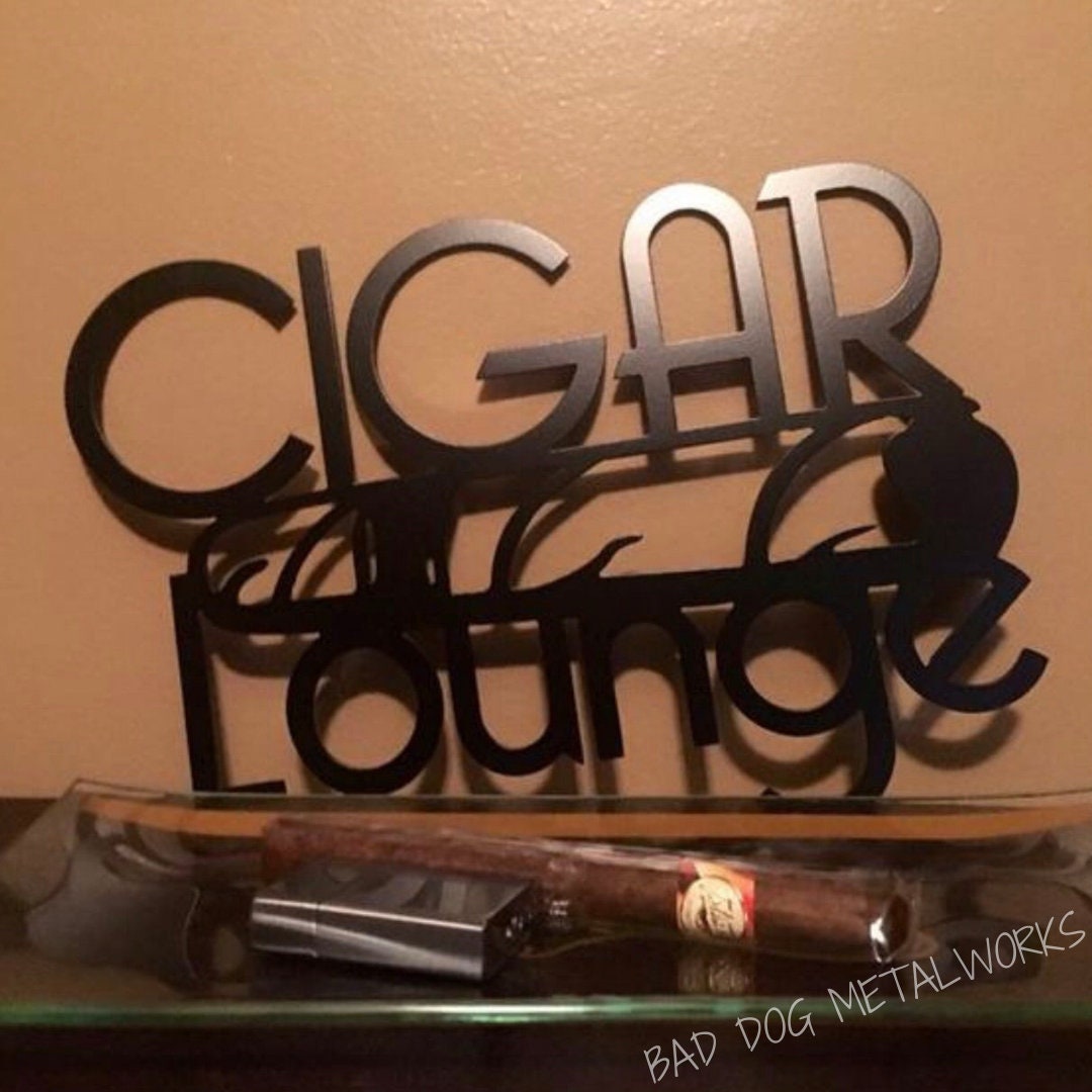Cigar Lounge Metal Sign - Bad Dog Metalworks Home Decor - Humidor Man ...
