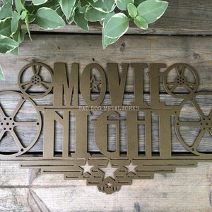 Movie Night Metal Sign Bad Dog Metalworks Movie Theater | Etsy