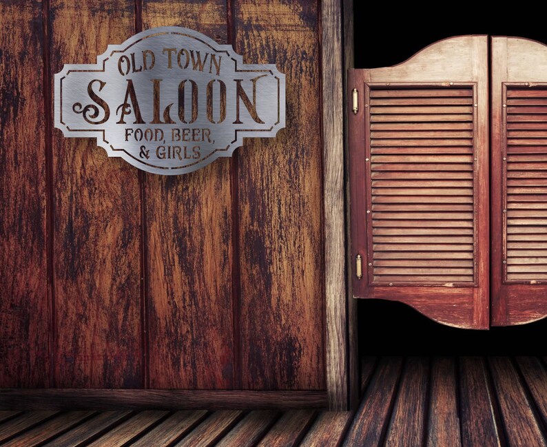 Old Town Saloon Food Beer & Girls Bar Sign Bad Dog | Etsy