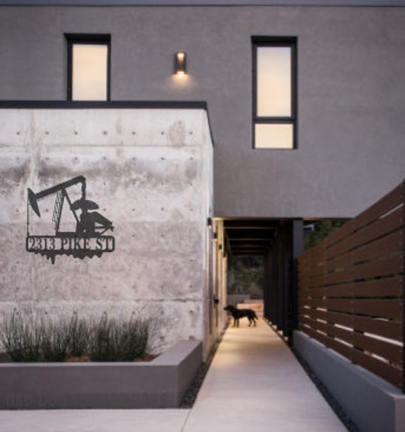 Oil Field Pump Monogram Address Plaque Bad Dog Metalworks | Etsy