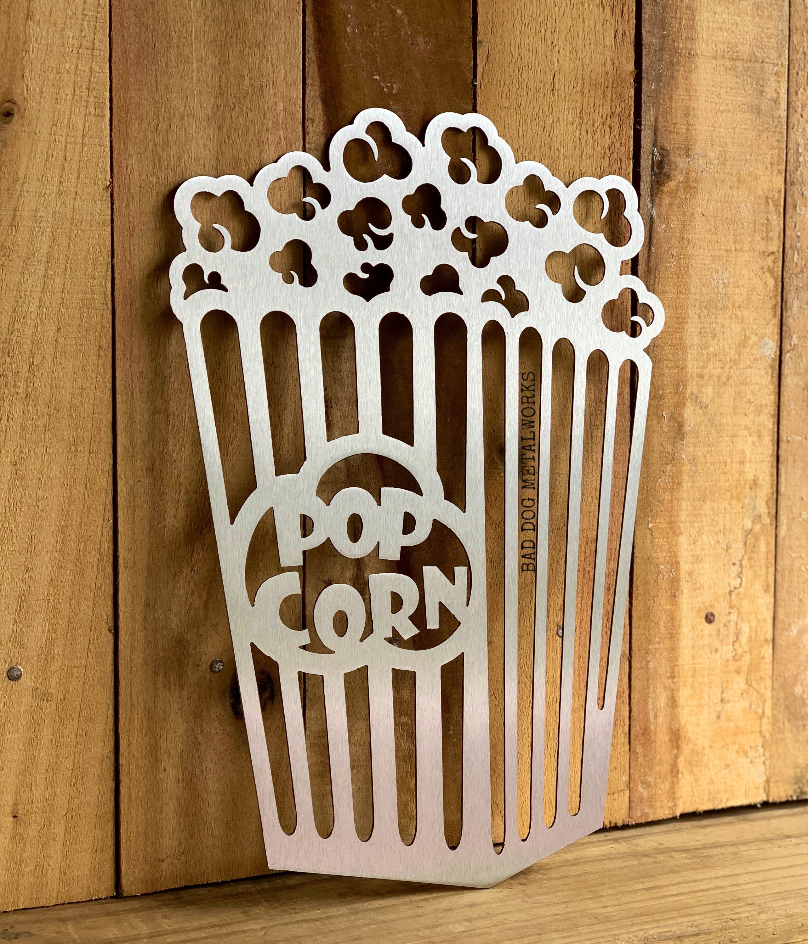 Retro Movie Theater Popcorn Metal Sign Bad Dog Metalworks | Etsy