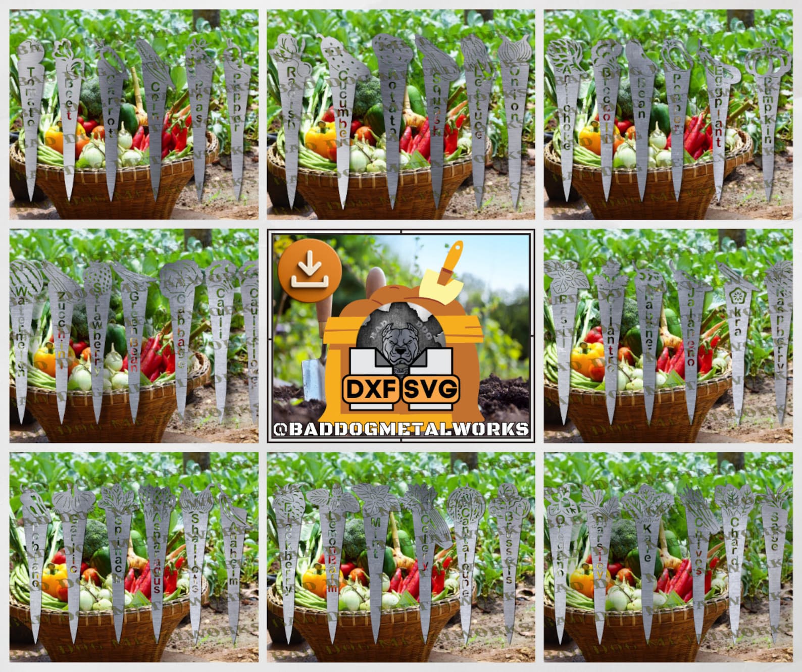 Vegetable Garden Stakes FULL SET Dxf and Svg Bad Dog Metalworks Digital ...
